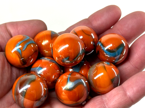 VALKYRIE Orange/Blue Iridescent Glass Marbles 22mm (7/8 inch) SHOOTER ...
