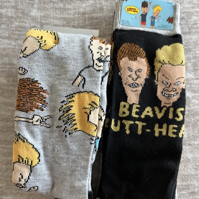 Beavis and Butt-Head Butthead Crazy Fun Crew Socks MEN’s Size 6-12 *2 ...
