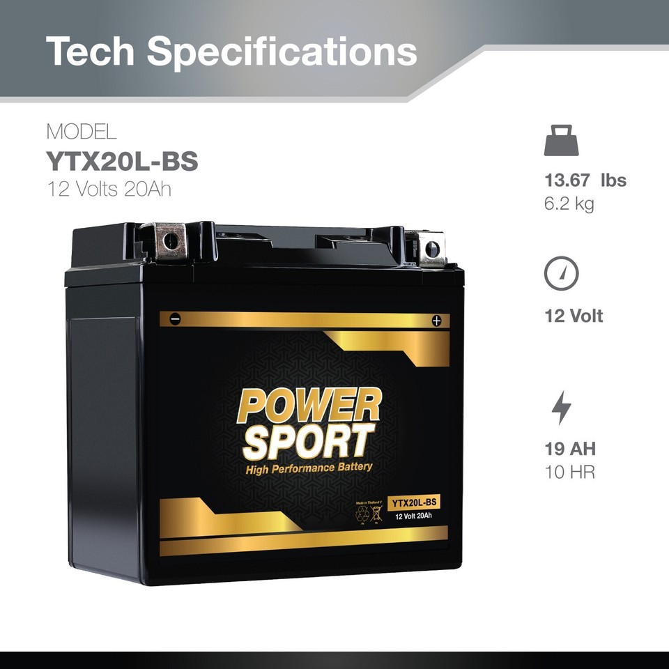 YTX20L-BS BATTERY REPLACEMENT for Deka ETX16L, ETX20L Battery | eBay