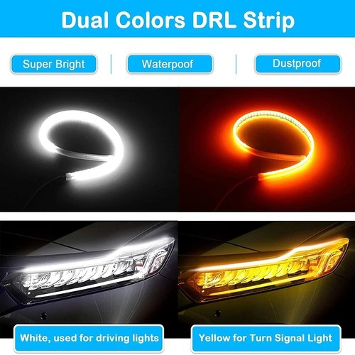 2x 60cm LED Strip Car Turn Signal Indicator DRL Daytime Running Light ...