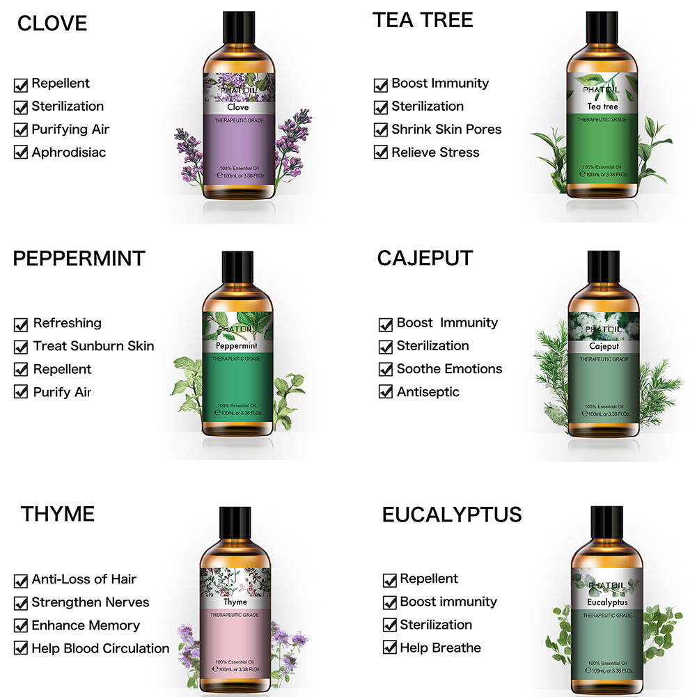 Essential Oils 100ml Aromatherapy Undiluted Oil Organic Aroma Diffuser ...