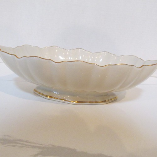 Vintage Lenox Scallop Edge Serving Bowl Footed Oval 24K Gold Trim 10x7 ...
