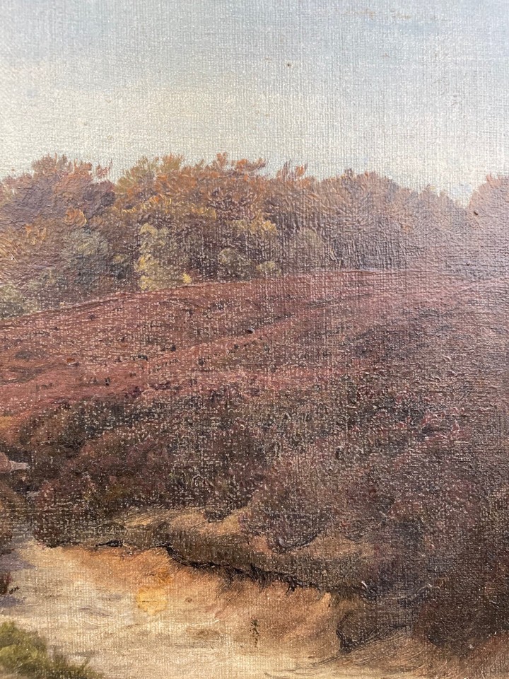 Antique Oil Painting Impressionist Natural Landscape Heath Dunes ...