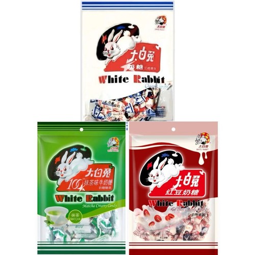 White Rabbit Chinese Creamy Candy Snacks - Milk, Red Bean & Matcha ...