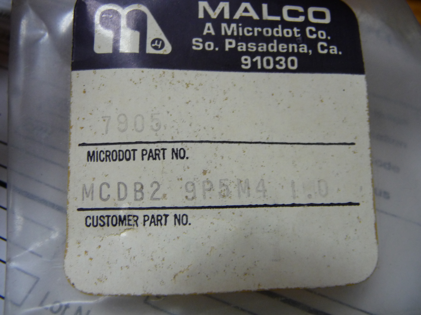 MALCO MICRODOT MCDB2-9P5M4-1.0 Qty of 1 per Lot CONN MINI DSUB9 | eBay