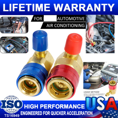 2 Car Air Conditioner Quick Connector AC Manifold Gauge High/Low ...