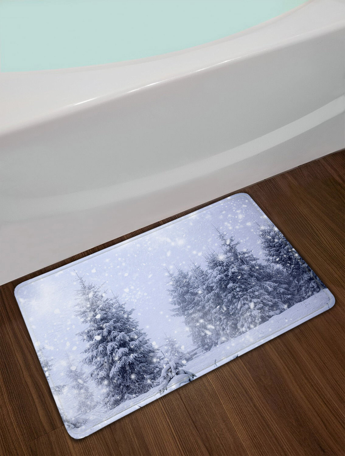 Winter Forest Snowflakes Scenery Floor Door Rug Kitchen Carpet Bathroom ...