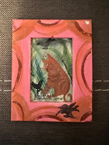 Barbara Strawser~ Folk Art ~Red Cat Painting | eBay
