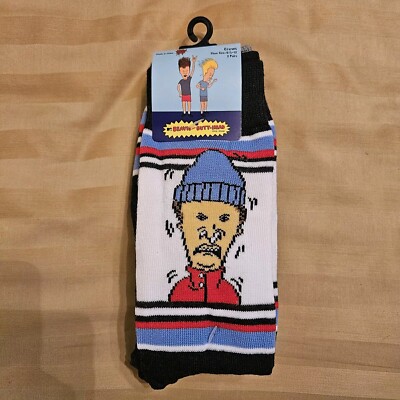 2 Pairs MTV Beavis And ButtHead Crew Socks Size 6.5-12 Adult Clothing ...