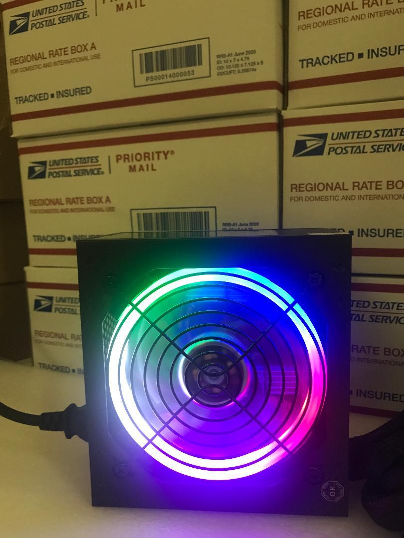 NEW 850W 875W 800 Watt RGB LED Large Quiet Fan ATX Power Supply SATA ...