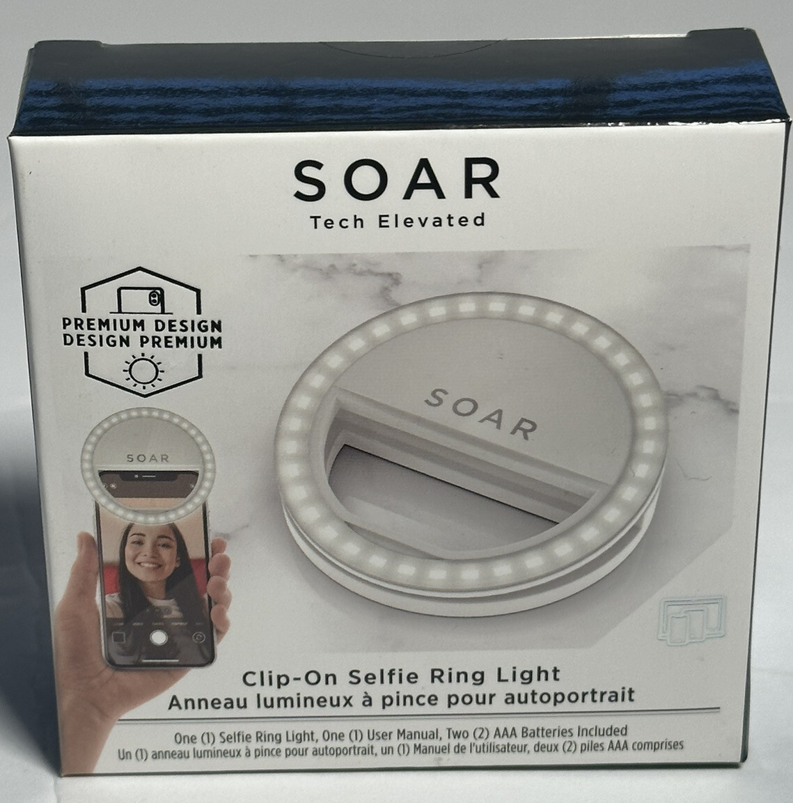 Soar Tech Elevated Clip-on Selfie Phone Ring Light With Batteries, New/Sealed | eBay