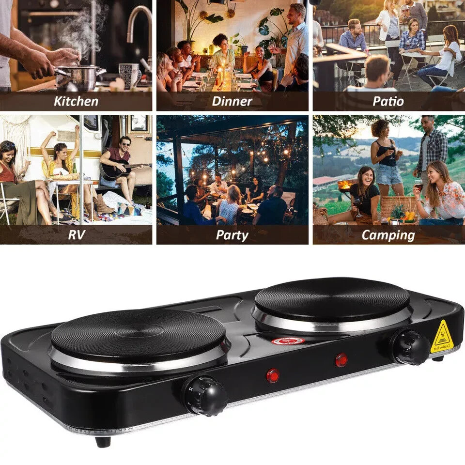 Double Hot Plate Portable Electric Table Top Hob 2500W with Thermostat ...