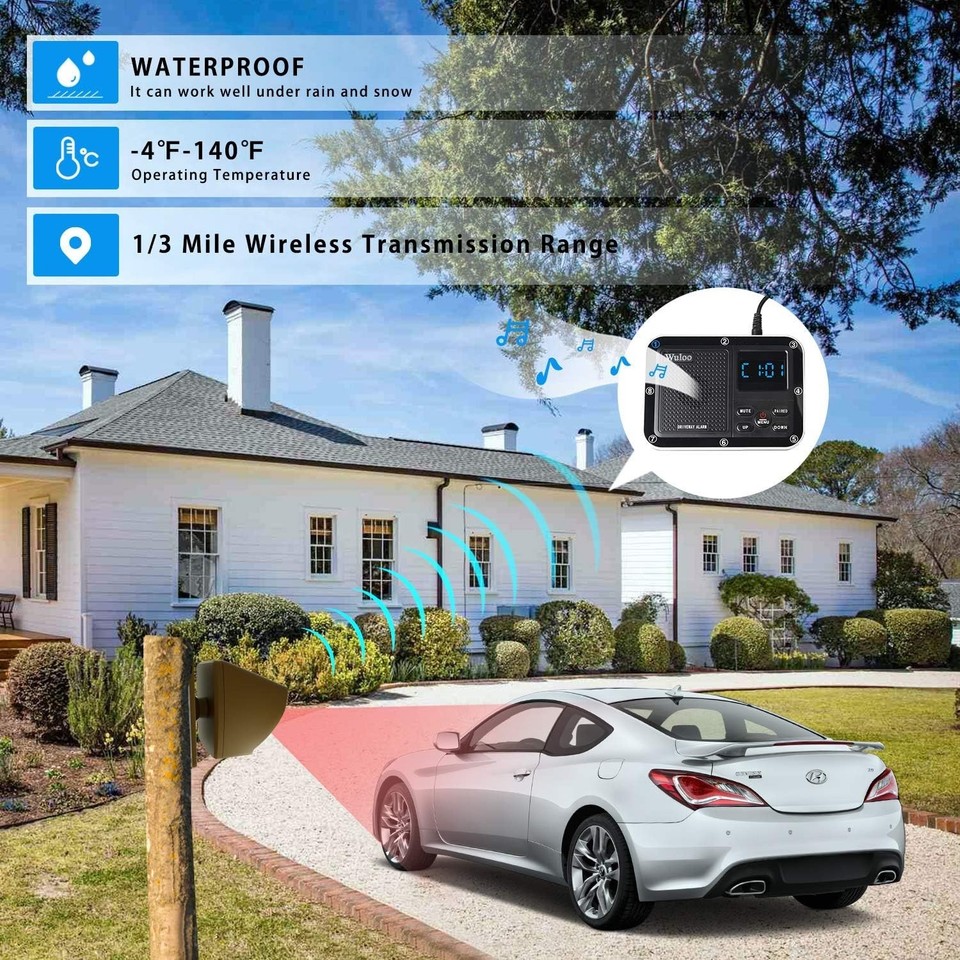 Wireless Driveway Alarm 1800 Feet Long Range Motion Sensor Alert System ...