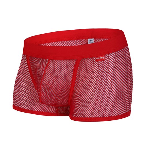Sexy Mens Sheer Boxer Brief Sheer Mesh Underwear See Through Trunk ...