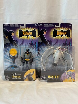 Mattel 2004 DC The BATMAN Zip Action BATMAN + MAN-BAT ACTION FIGURE NEW ...