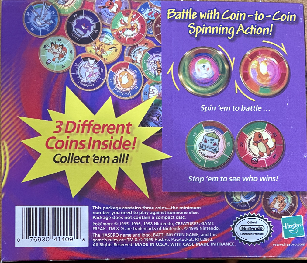 Hasbro Pokemon Battling Coin Game 1999 - CHARIZARD/ MEOWTH/ RATICATE ...