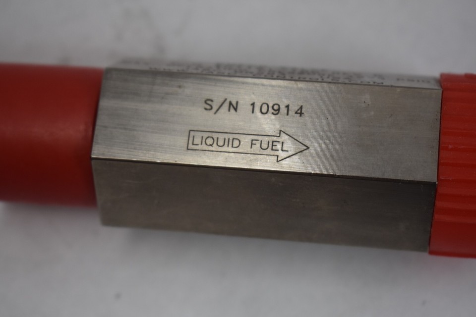 Jasc Check Valve 101161-100 Rev K Operating Pressure 1225 PSIG S/N ...