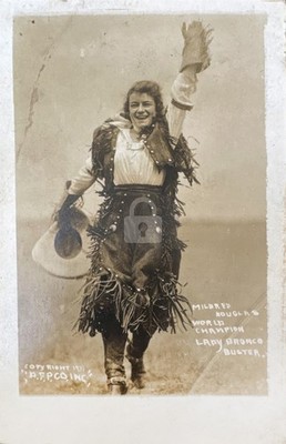Mildred Douglas Champion Cowgirl Rodeo Bronco Buster RPPC Photo ...