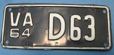 scarce 1964 Virginia Motorcycle dealer License Plate | eBay