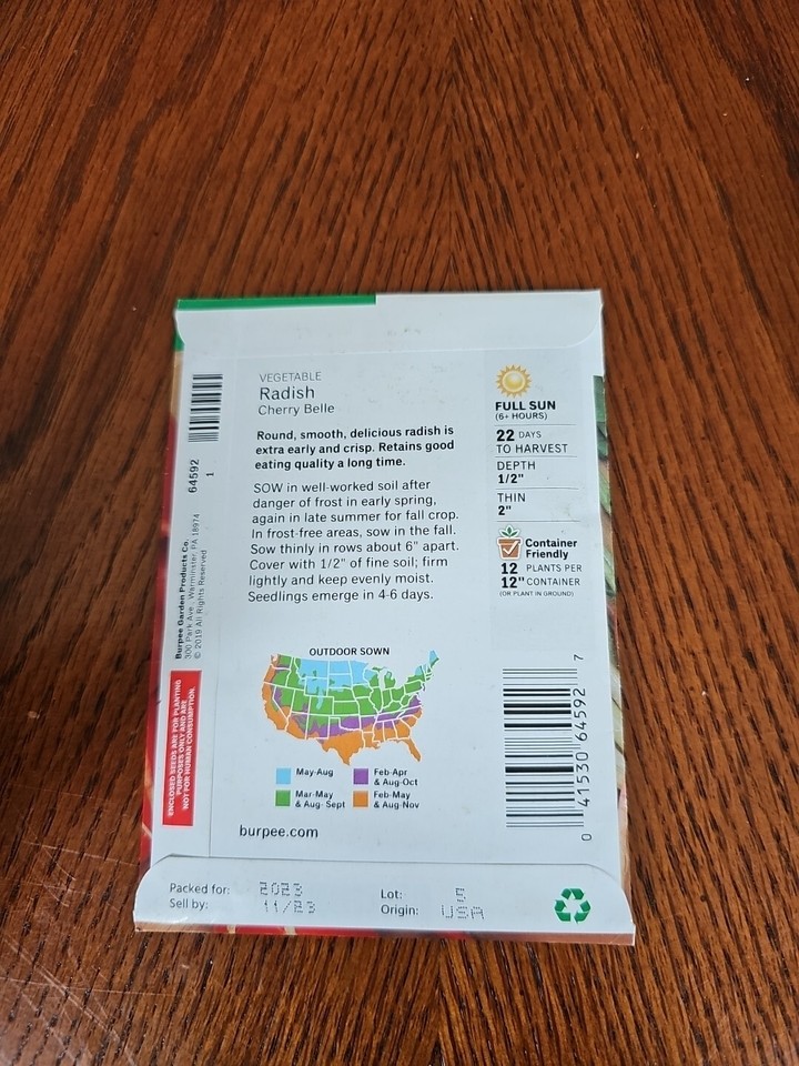 Cherry Belle Radish Burpee Seed Packets | eBay