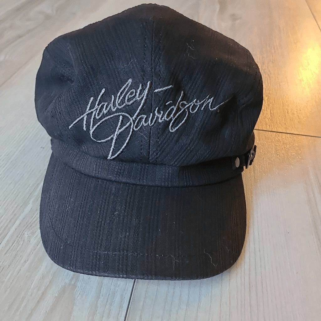 Harley Davidson Logo Embroidered Cadet Biker Hat Blac… - Gem