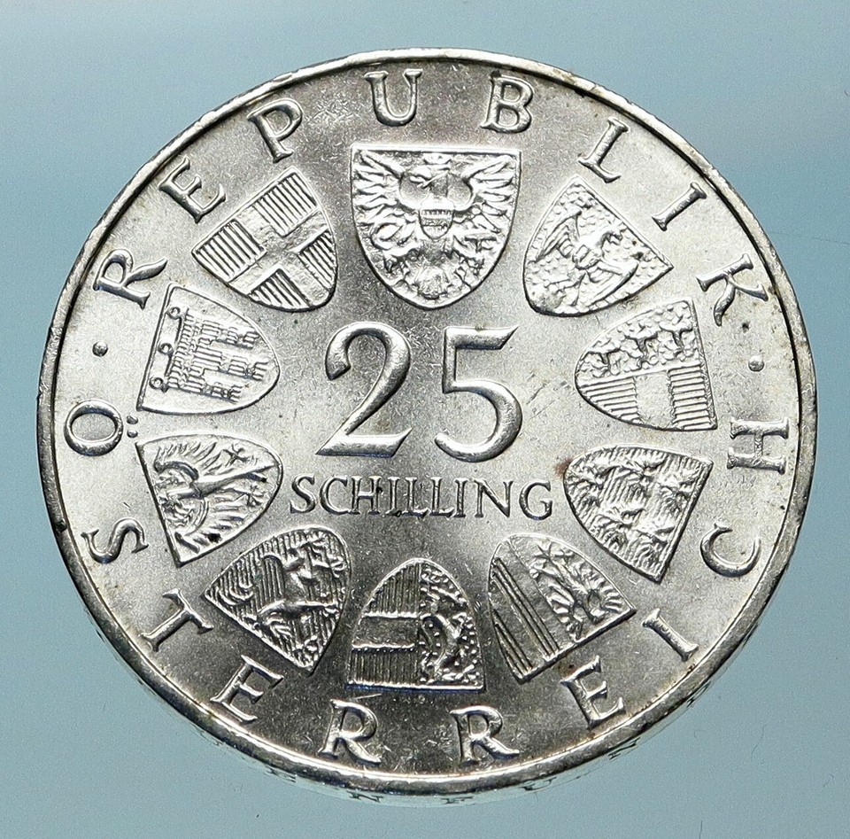 1971 AUSTRIA VIENNA WIENER BOURSE Stock Exchange Silver 25 Schilling ...