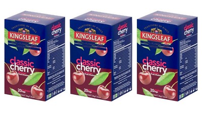 3 x Kingsleaf CLASSIC CHERRY - Fruit Tea 3 x 20 Enveloped Tea Bag 36g ...