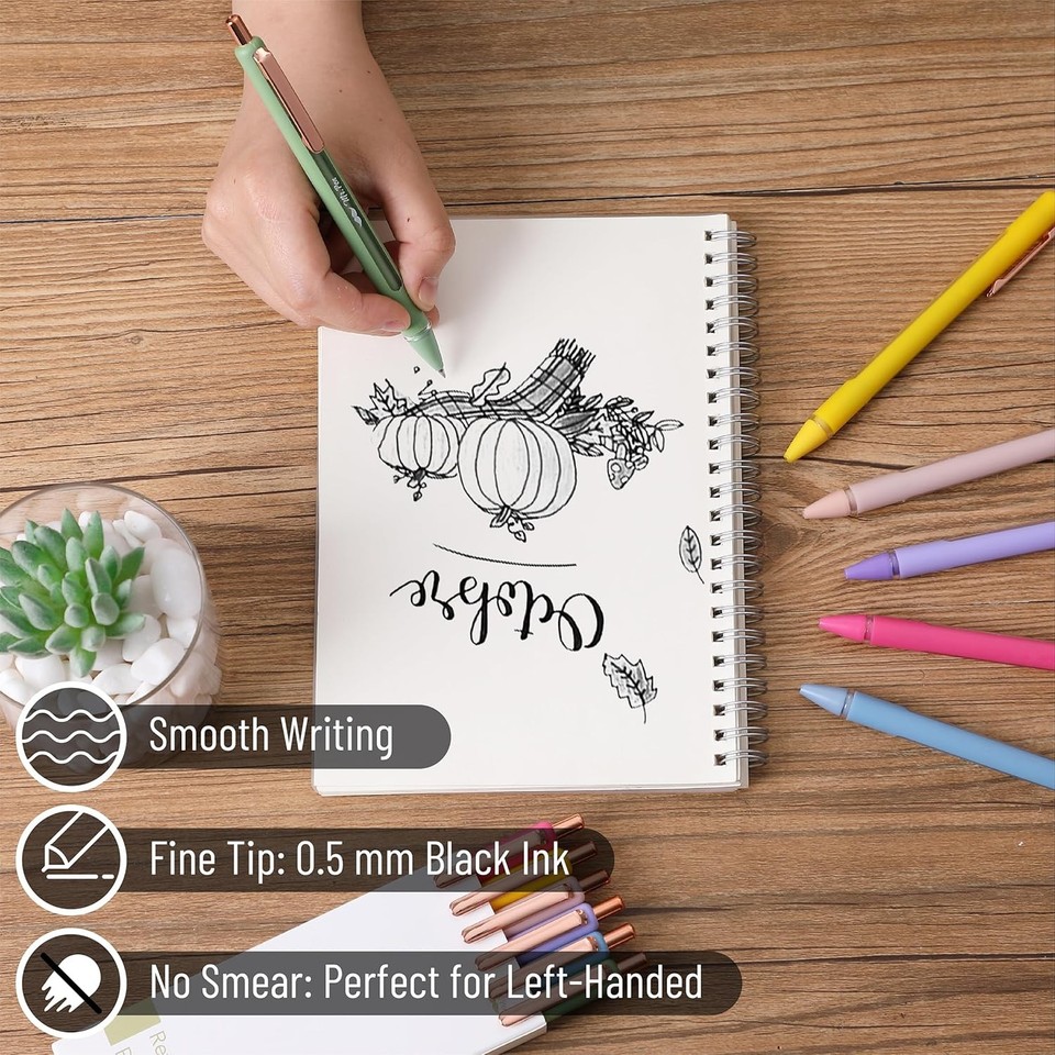 Mr. Pen- Retractable Gel Pens 6 Pack Black Ink Gel Pens Fine Point 0 ...