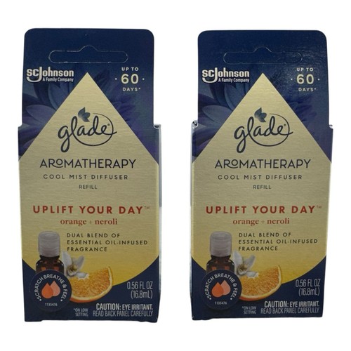2 Pack Glade Essential Oil Diffuser Refill Aromatherapy Orange & Neroli ...