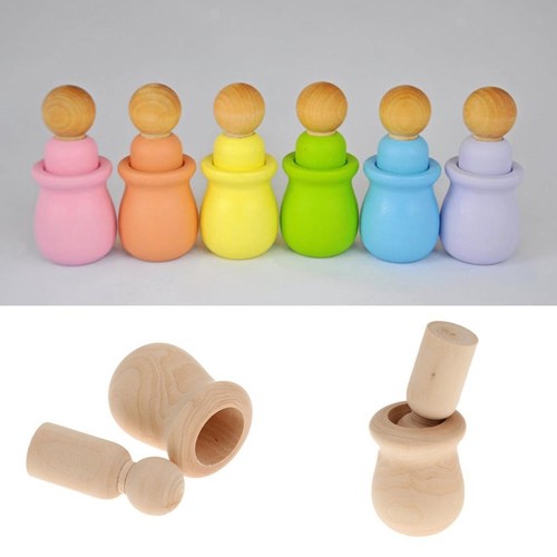 Novelty Unpainted Blank Wooden Peg People Nesting Set Dolls | eBay ...