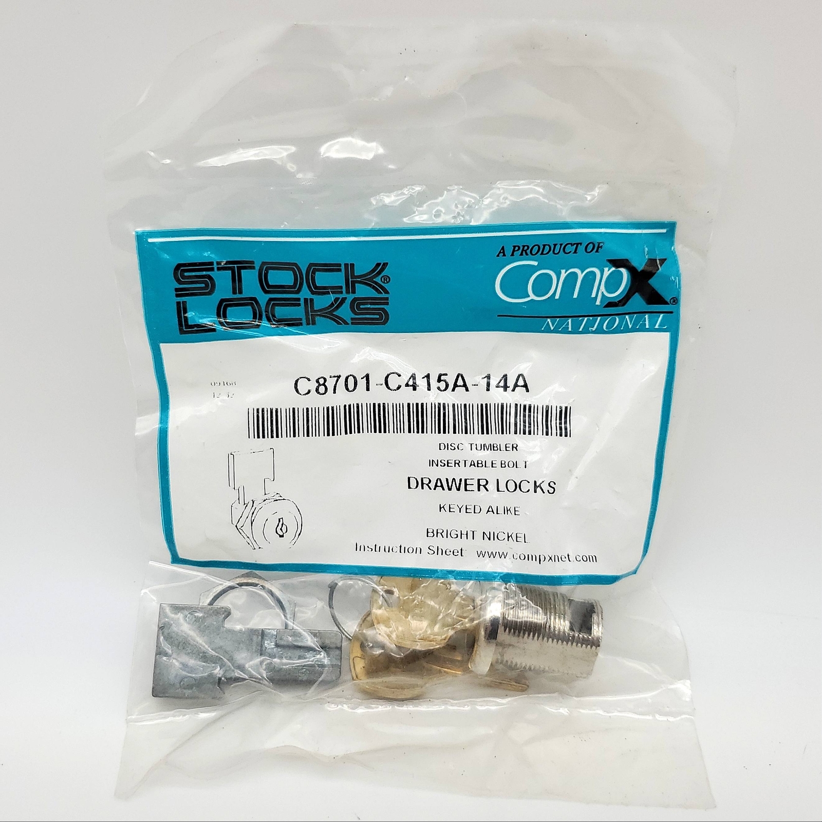 CompX National C8701-c415a-14a Drawer Dead Bolt Key C415a Bright Nickel ...