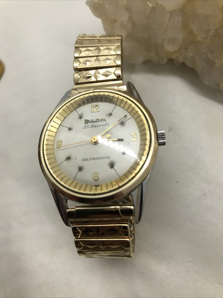 Mens Vintage Bulova 30 Jewels Self Winding Watch With NOS Duraglow ...