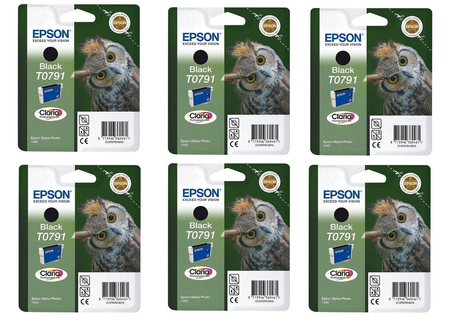 Lot Genuine Epson T0791 T0792 T0793 T0794 T0795 T0796 1400 Owl Ink ...