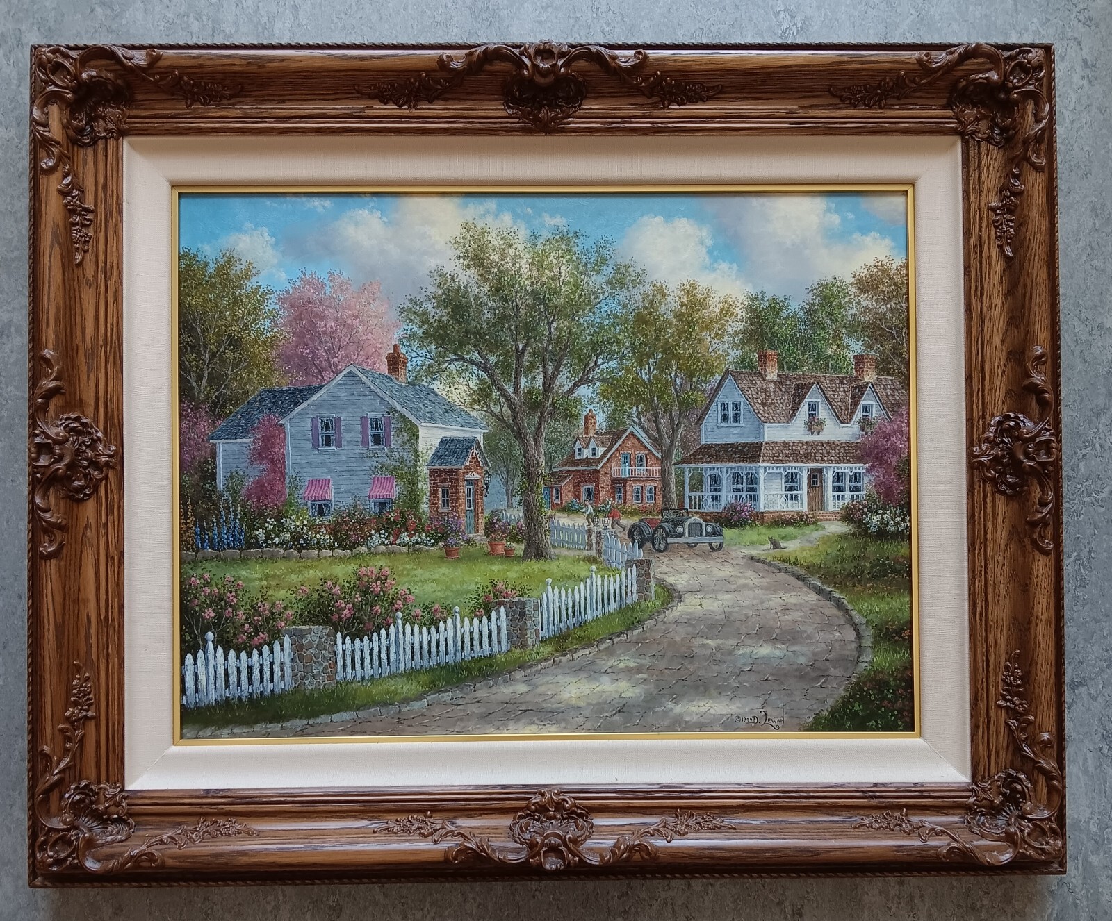DENNIS LEWAN OIL PAINTING ON MASONITE 1999 TITLED "MEMORY LANE" 18X24 ...
