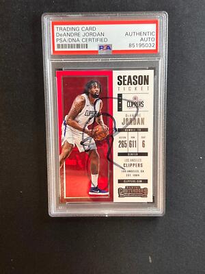 2017-18 Panini Contenders #100 DeAndre Jordan Signed Card AUTO PSA ...