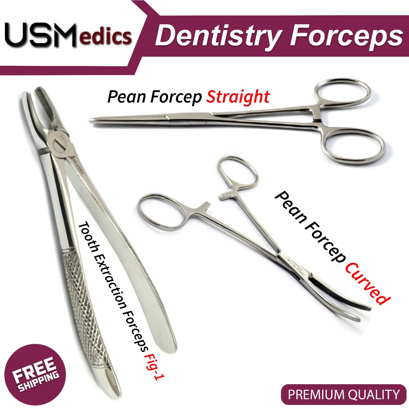 Dental Hemostatic Pean Forceps Lab Tooth Extraction Pliers Fig-1 NEW ...