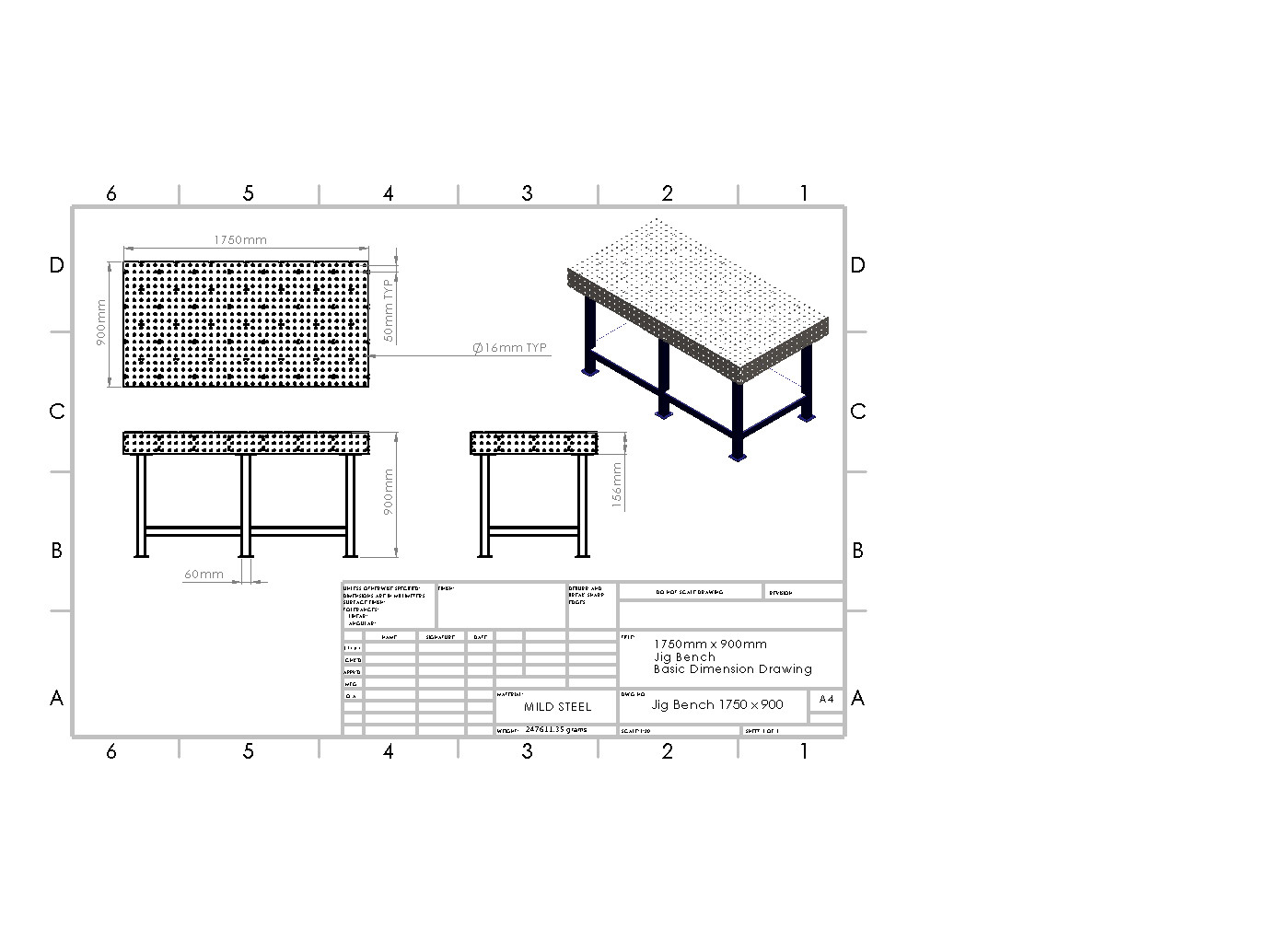 Welding Bench DXF Files / Fixture Table 1750mm X 900mm Laser Cut 240 ...