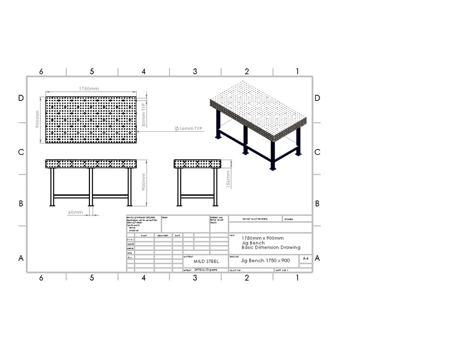 Welding Bench DXF Files / Fixture Table 1750mm X 900mm Laser Cut 240 ...