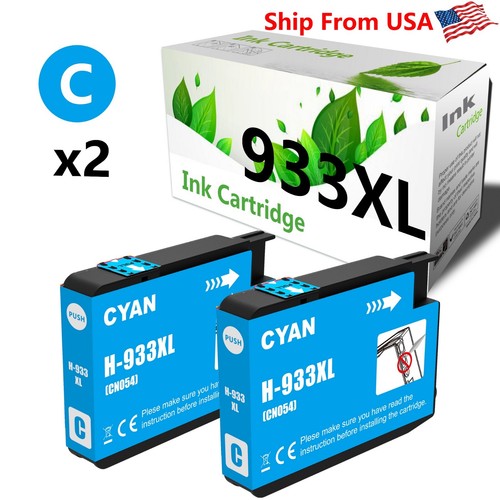2PK 933 Cyan Ink Cartridge for Officejet 7612 7610 7510 Printer (2Cyan ...