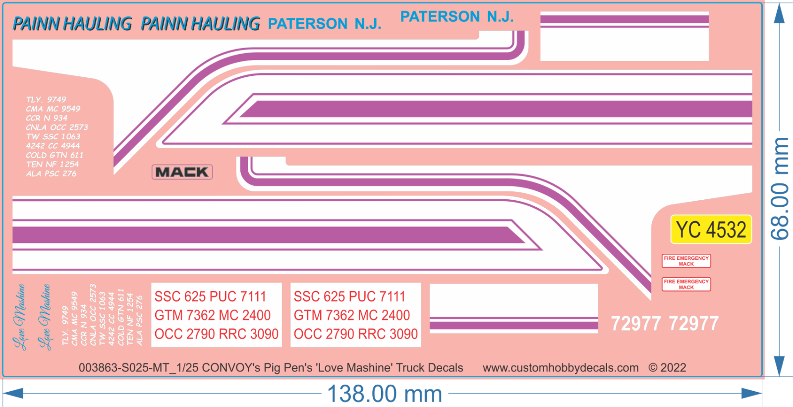 CONVOY's Pig Pen's 'Love Machine' Truck Decals - 1/25 - Water Decal | eBay