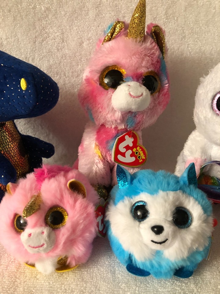 Lot of 5 TY beanie boos ALL NEW with tags Saffire dragon Sunday Prince ...