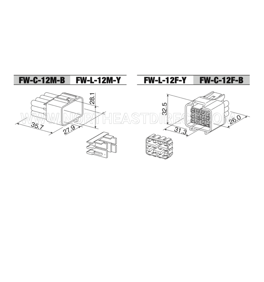 FURUKAWA 12 PINS RFW CONNECTOR 090 SERIES 2.3MM CONNECTOR FW-C-12M-B FW ...