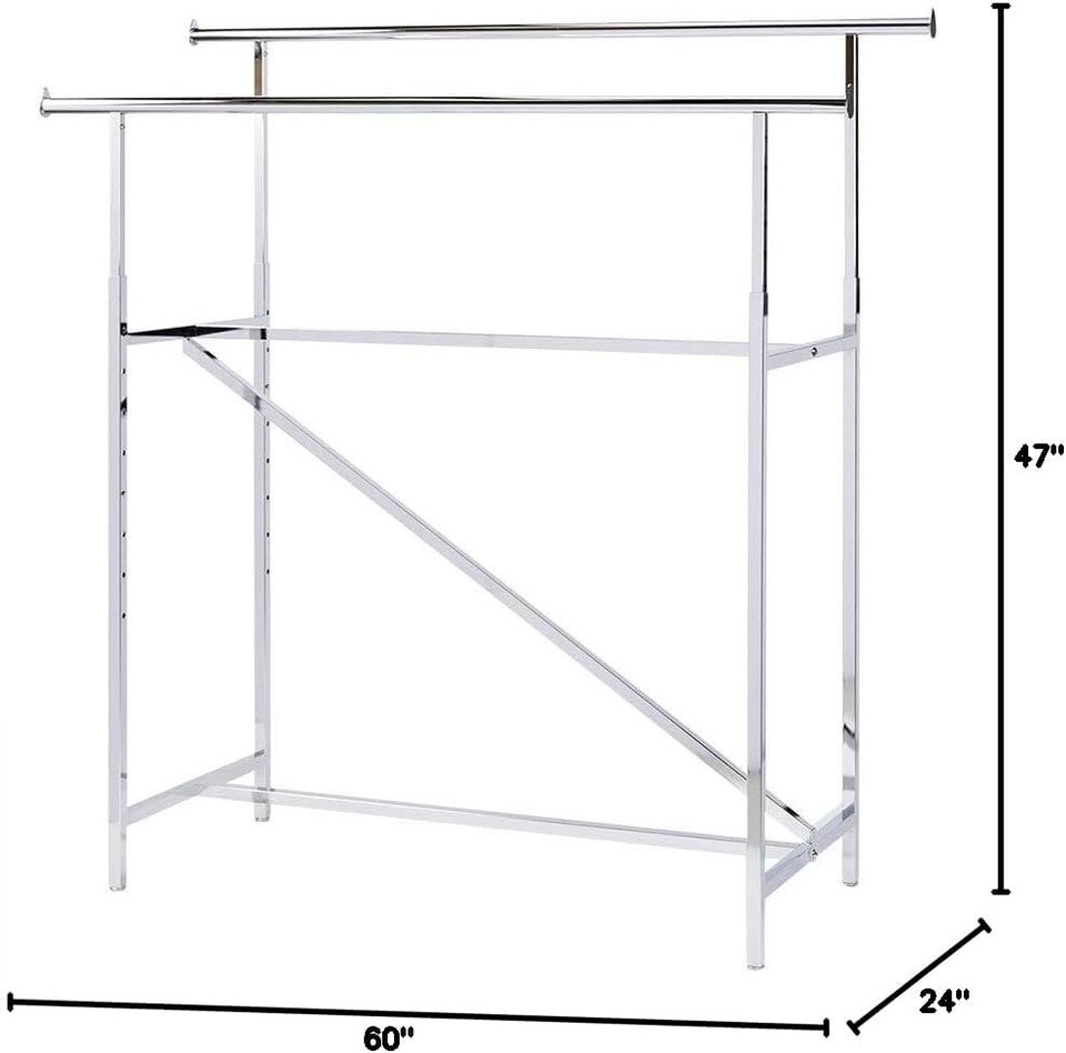 Clothing Rack Double Rail Bar Retail Clothes Salesman Garmet 300 LBS | eBay