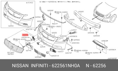 Genuine OE Grille Front Bumper Right 622561NH0A , 62256-1NH0A | eBay