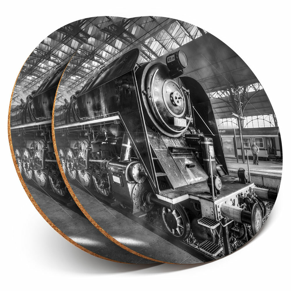 2 x Coasters - Black Steam Train Locomotive Home Gift #2179 | eBay UK