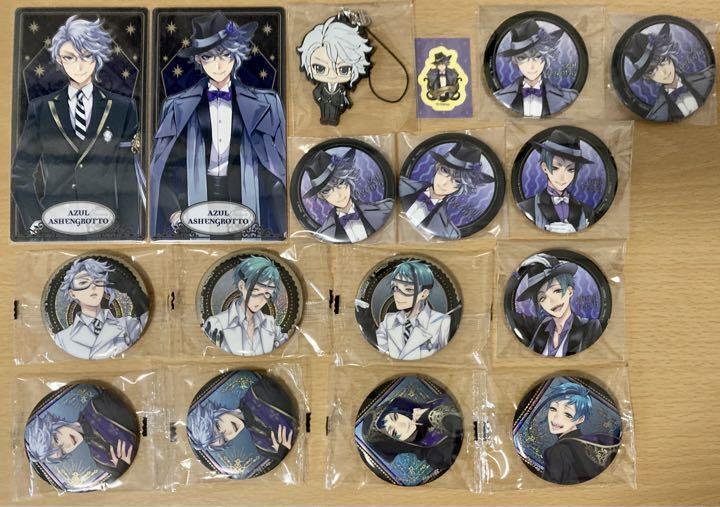 Twisted Wonderland item lot Tin badge card Azul Jade Floyd Octavinelle ...