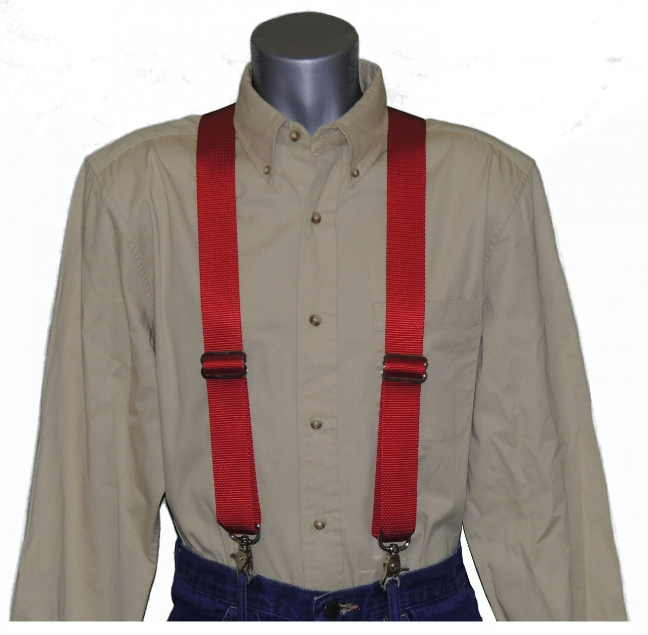 SALE! Red Nylon Suspenders Scissor Trigger Snaps USA Made | eBay