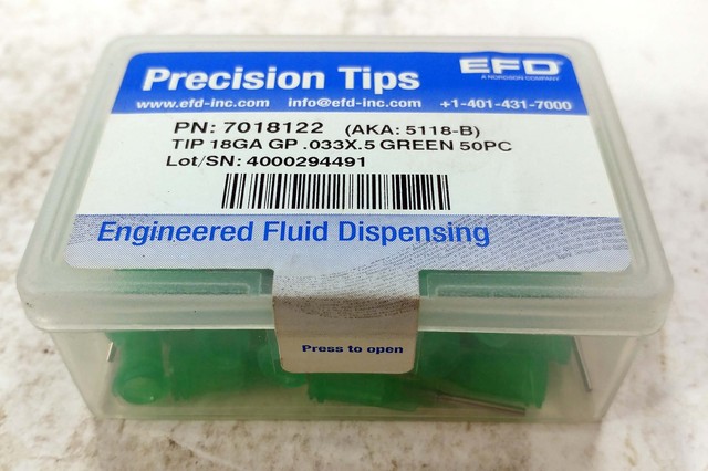 Nordson EFD 7018122 Precision Tips 5 Boxes of 50 18 GA .033 X 5 Green ...