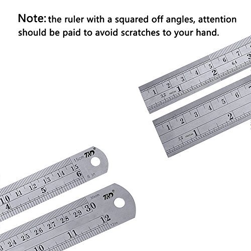 2 Pack Stainless Steel Ruler Machinist Engineer Ruler Rigid Metal Ruler ...