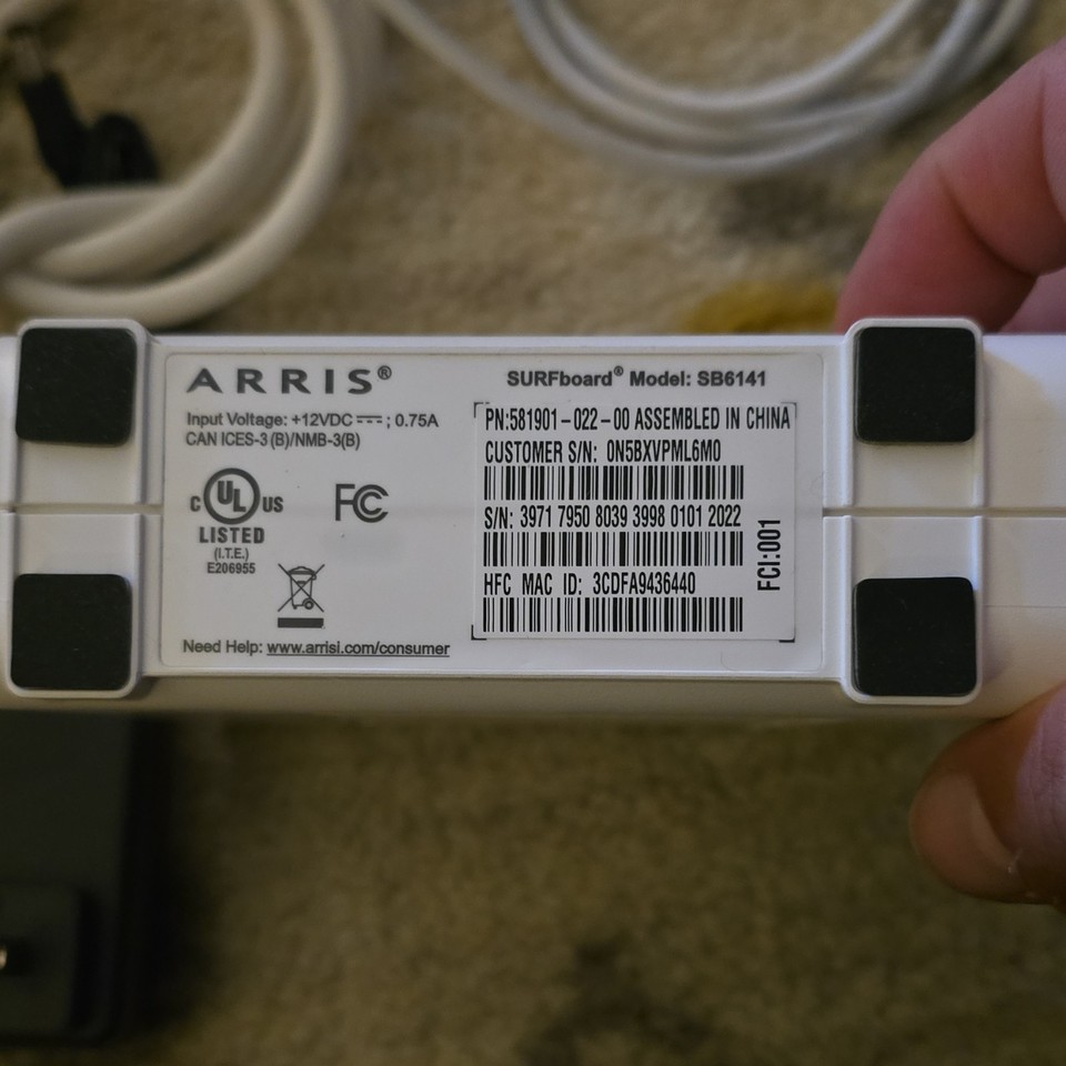 ARRIS SURFboard SB6141 Cable Modem White Ethernet Port | eBay